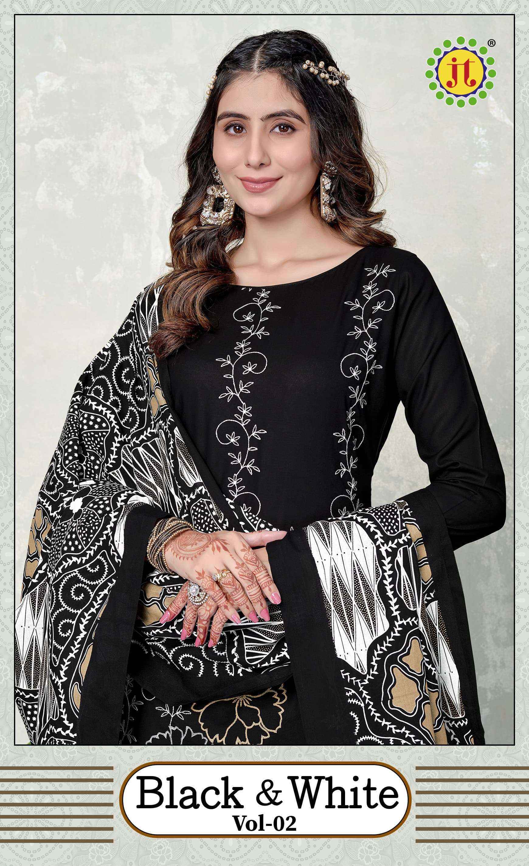 Jt Black & White Vol 2 Wholesale Rayon Dress Material
