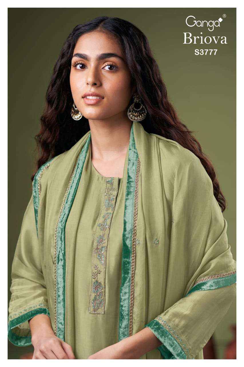 Ganga Fashion Briova 3777 Fancy Satin Silk Latest Suit Catalog Wolesalers