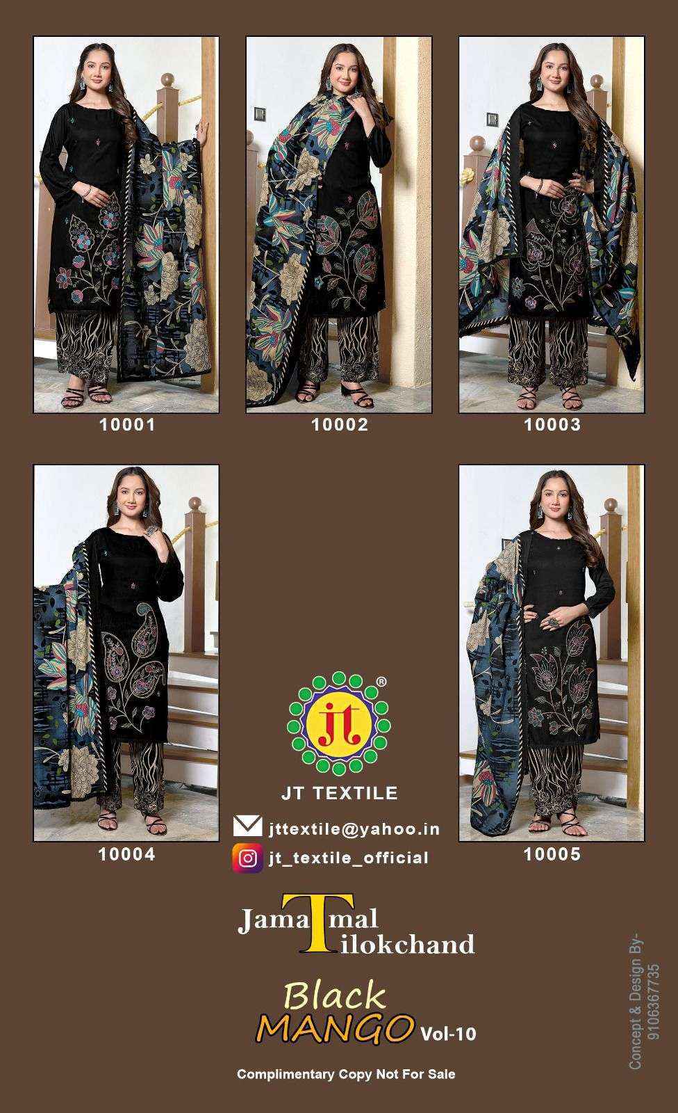 Jt Black Mango Vol 10 Rayon Dress Material 5 pcs Catalogue