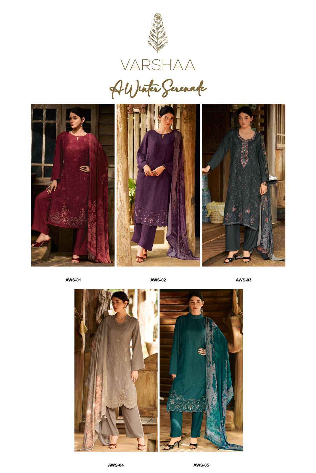 Varshaa A Winter Serenade Pashmina Dress Material 5 pcs Catalogue