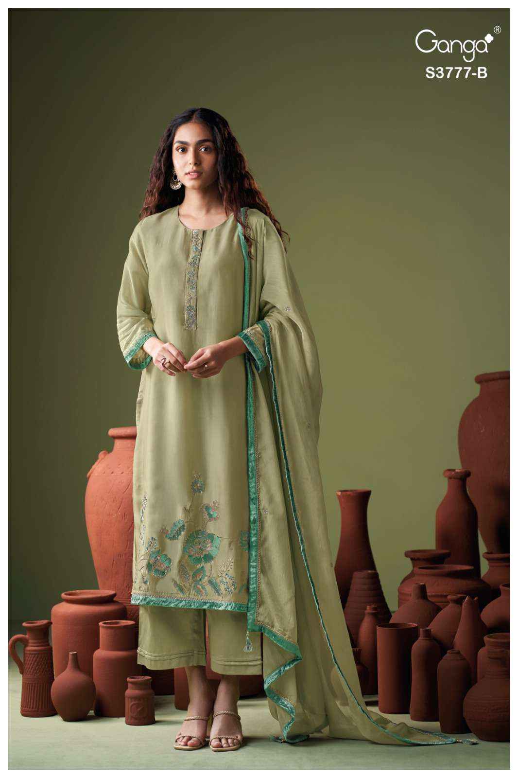 Ganga Fashion Briova 3777 Fancy Satin Silk Latest Suit Catalog Wolesalers