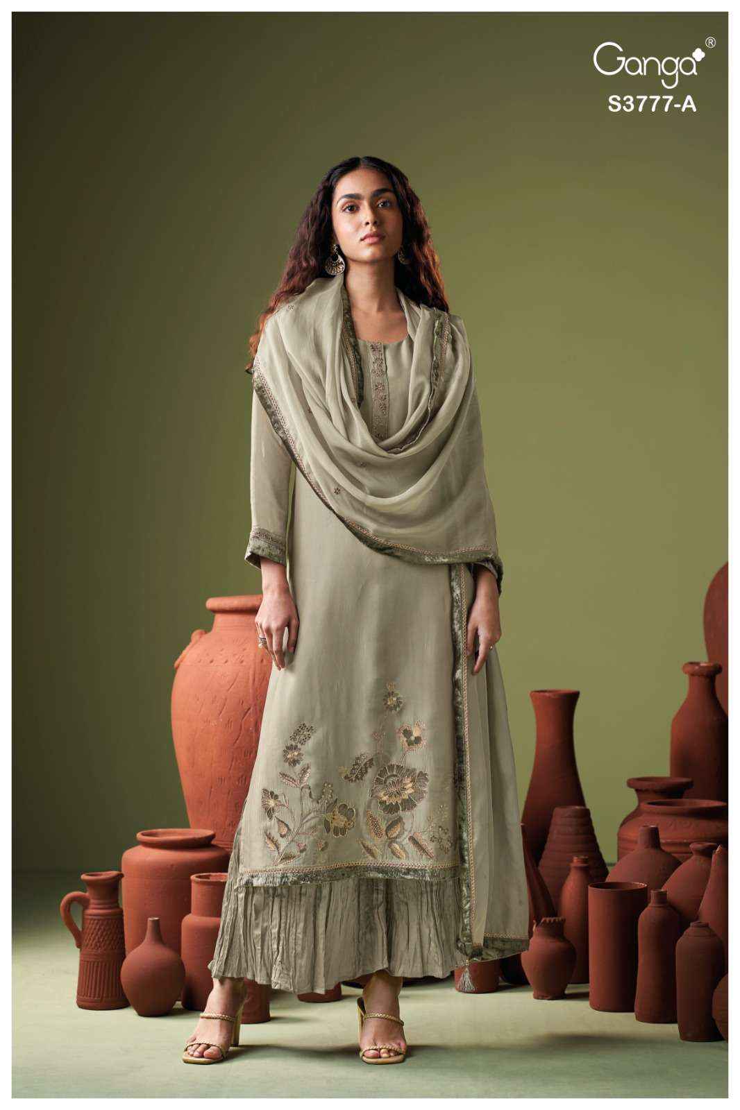 Ganga Fashion Briova 3777 Fancy Satin Silk Latest Suit Catalog Wolesalers