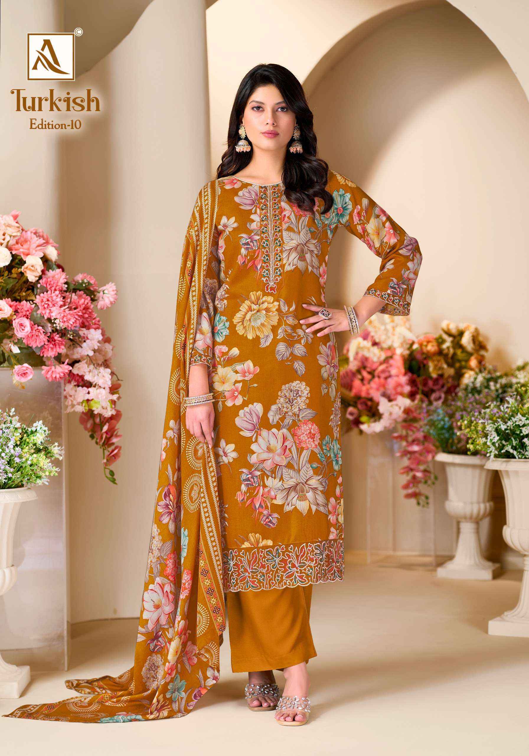 Alok Turkish Edition 10 Viscose Reyon Dress Material 6 pcs Catalogue