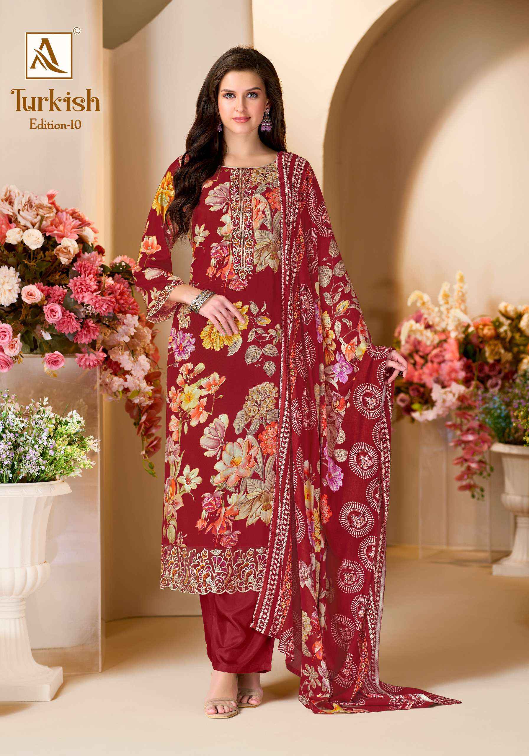 Alok Turkish Edition 10 Viscose Reyon Dress Material 6 pcs Catalogue