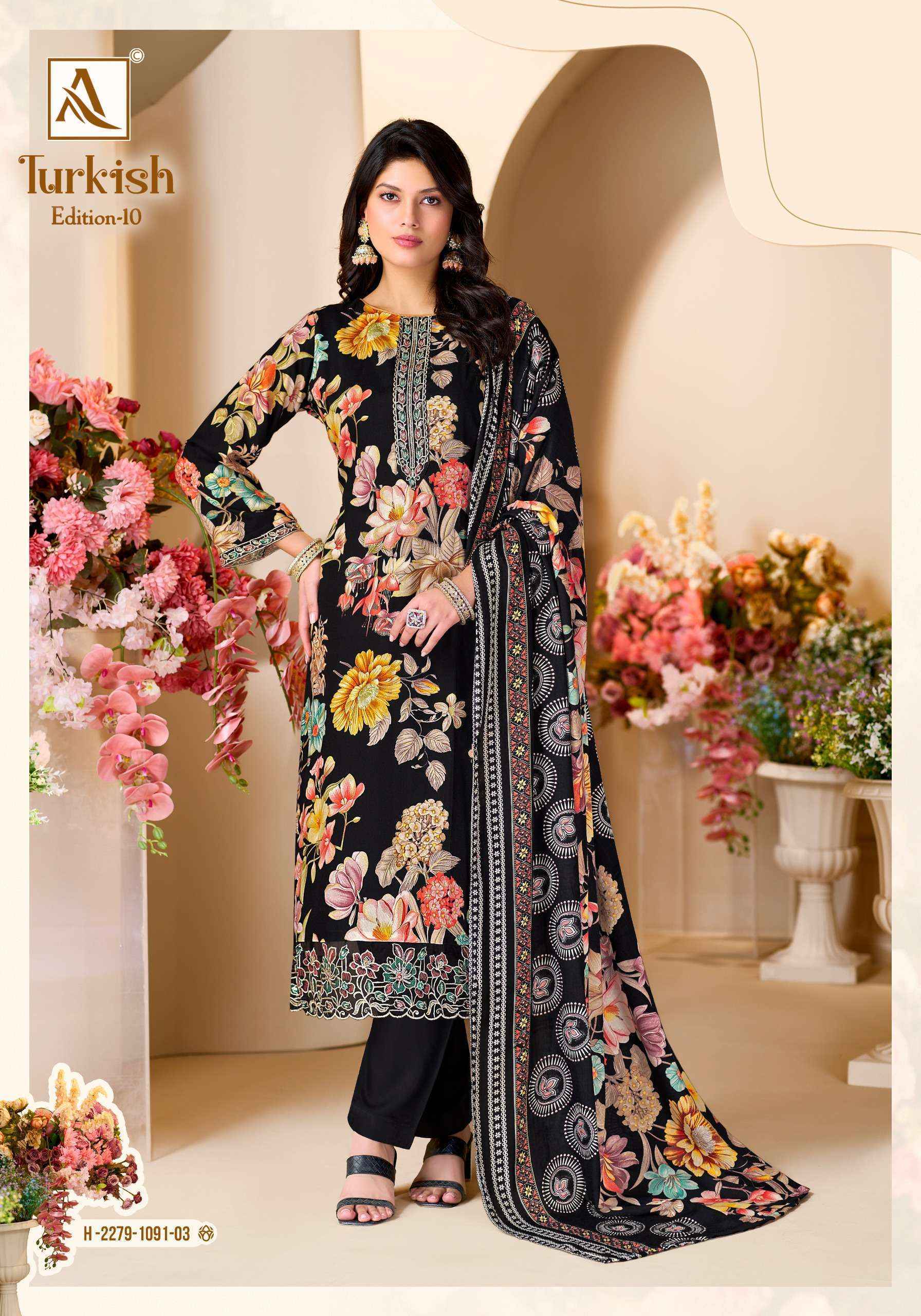 Alok Turkish Edition 10 Viscose Reyon Dress Material 6 pcs Catalogue